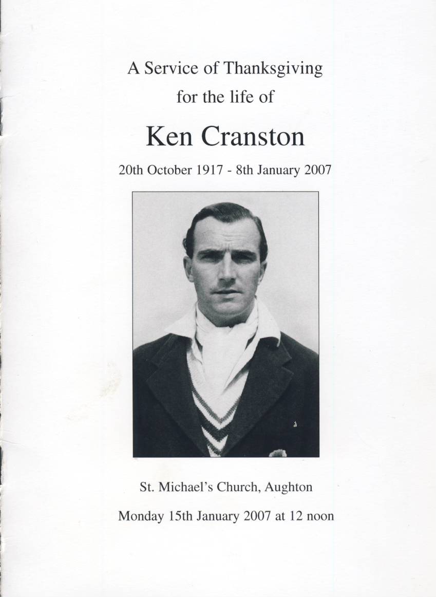 SERVICE OF THANKSGIVING FOR THE LIFE OF KEN CRANSTON (1917-2007 ...