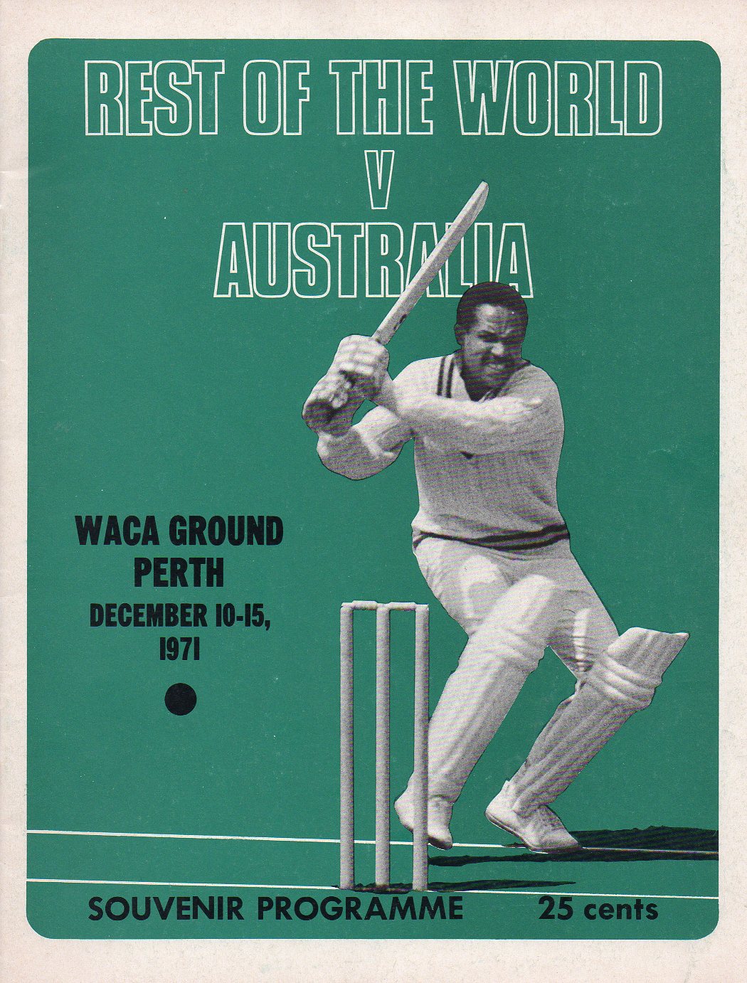 REST OF WORLD V AUSTRALIA 1971 (WACA) CRICKET PROGRAMME ...