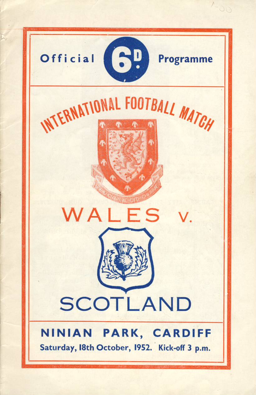 WALES V SCOTLAND 1952 FOOTBALL PROGRAMME - Football Programmes ...