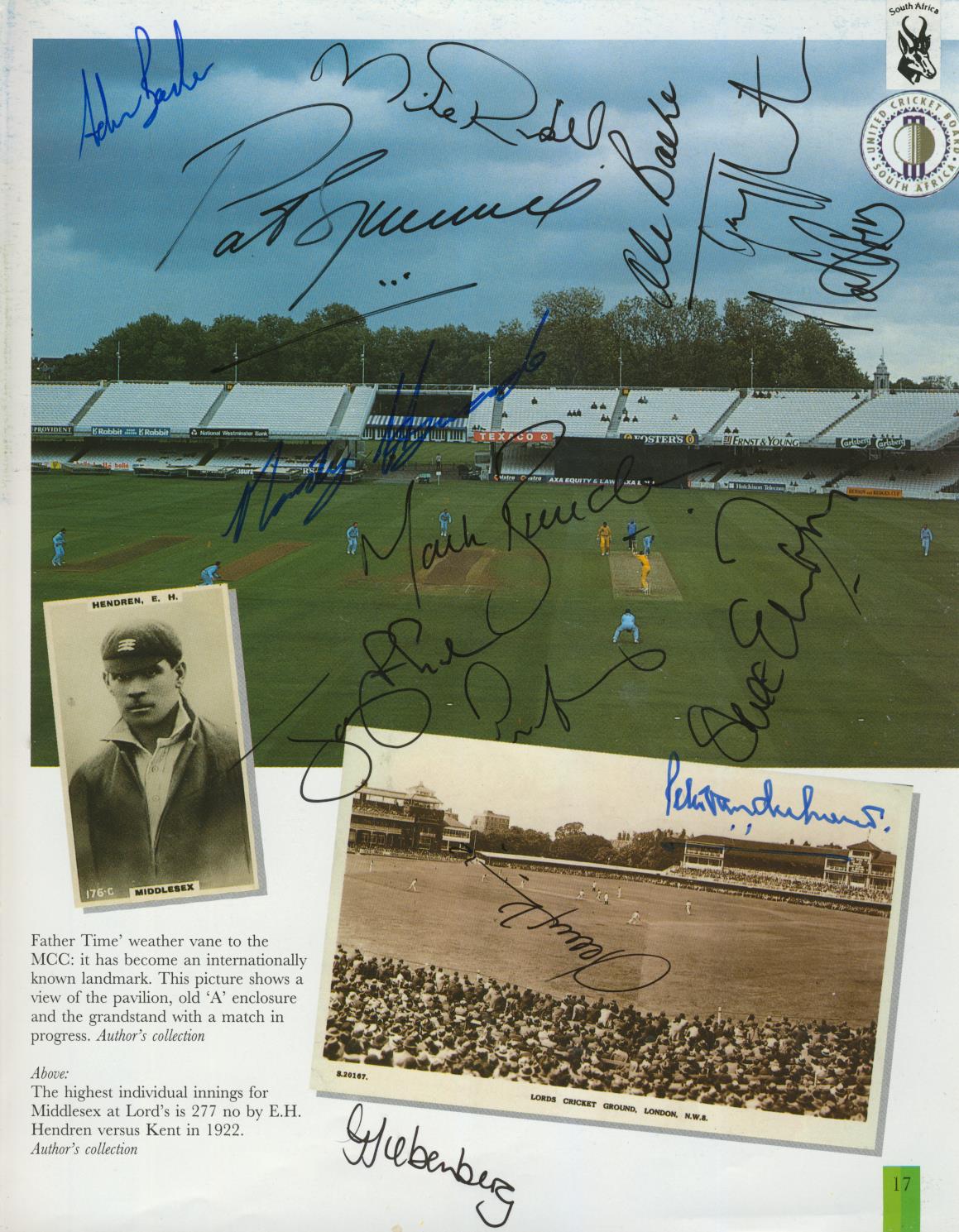 CRICKET GROUNDS THEN AND NOW (SIGNED BY OVER 800 CRICKETERS) - Cricket ...