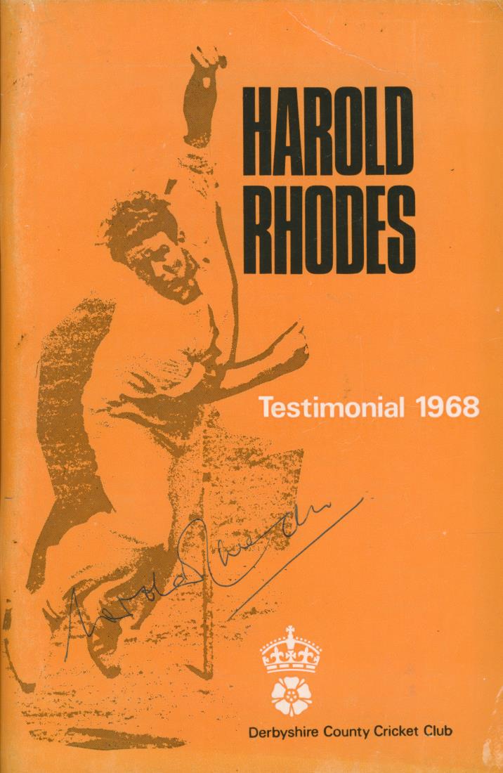 HAROLD RHODES (DERBYSHIRE) 1968 SIGNED BENEFIT BROCHURE - Cricket ...