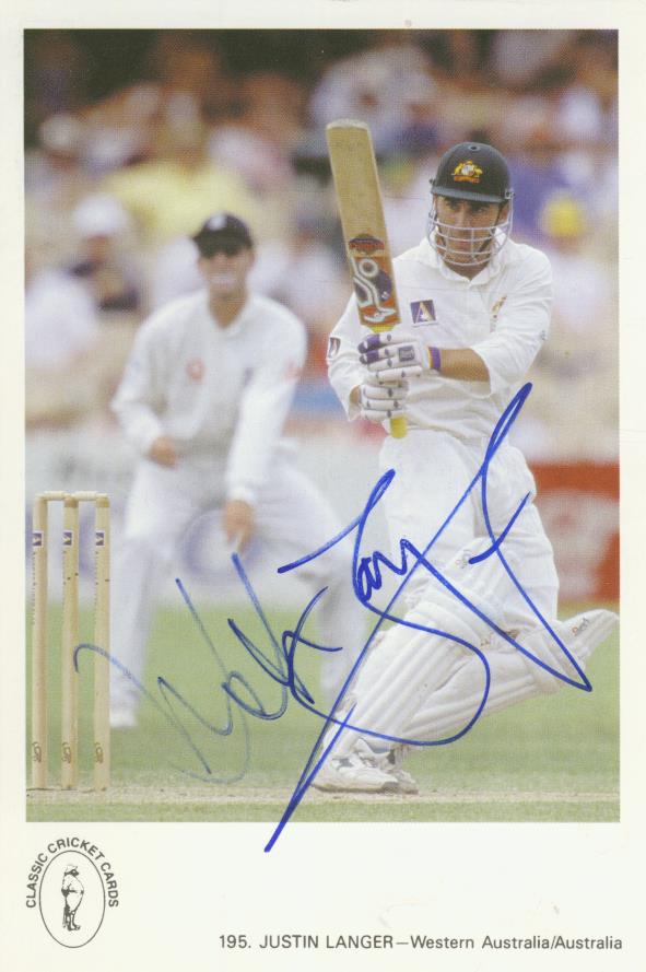 JUSTIN LANGER (AUSTRALIA) SIGNED POSTCARD - Postcards of Cricket ...
