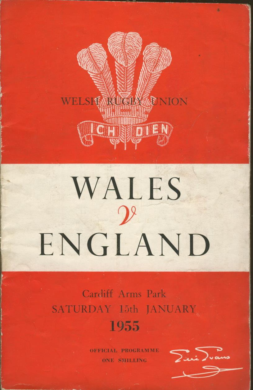 WALES V ENGLAND 1955 RUGBY UNION PROGRAMME - Wales Rugby Union ...