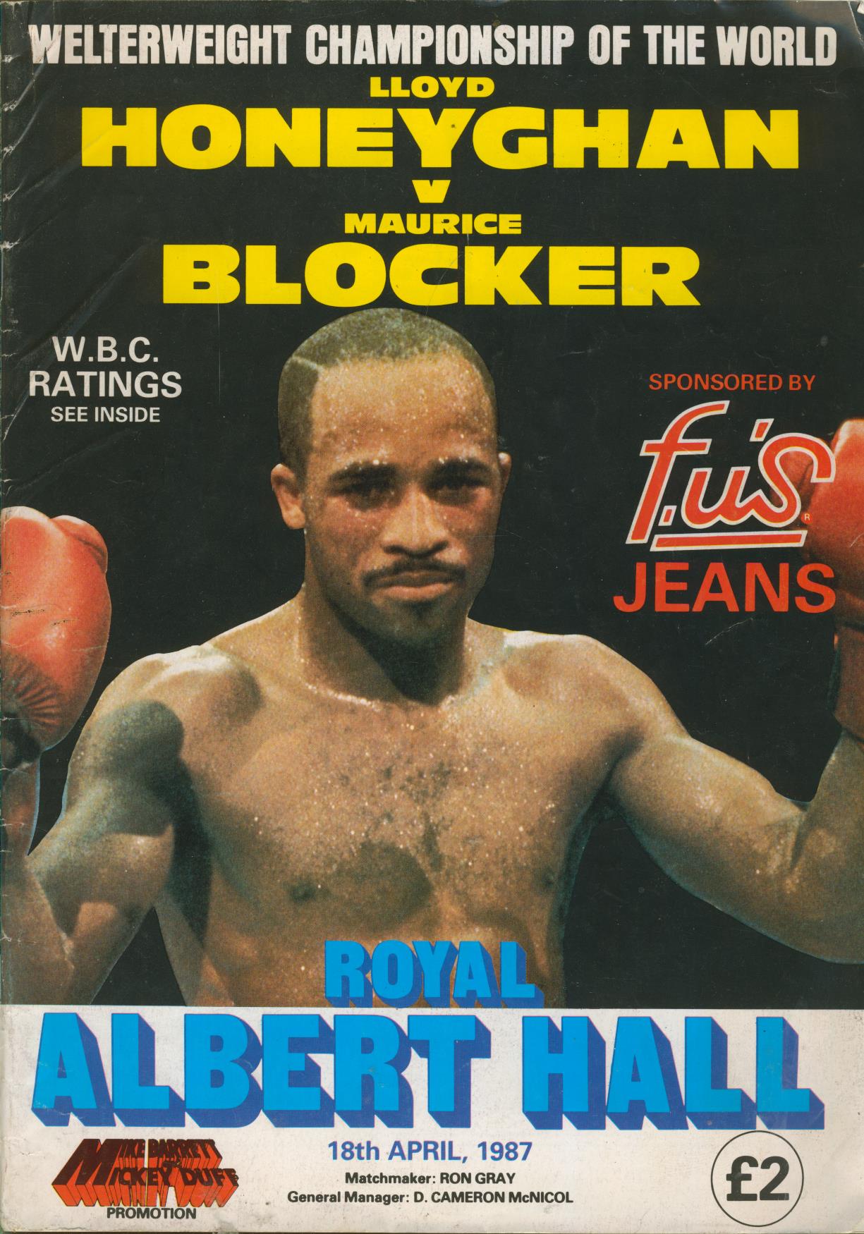 LLOYD HONEYGHAN V MAURICE BLOCKER 1987 BOXING PROGRAMME - Boxing ...