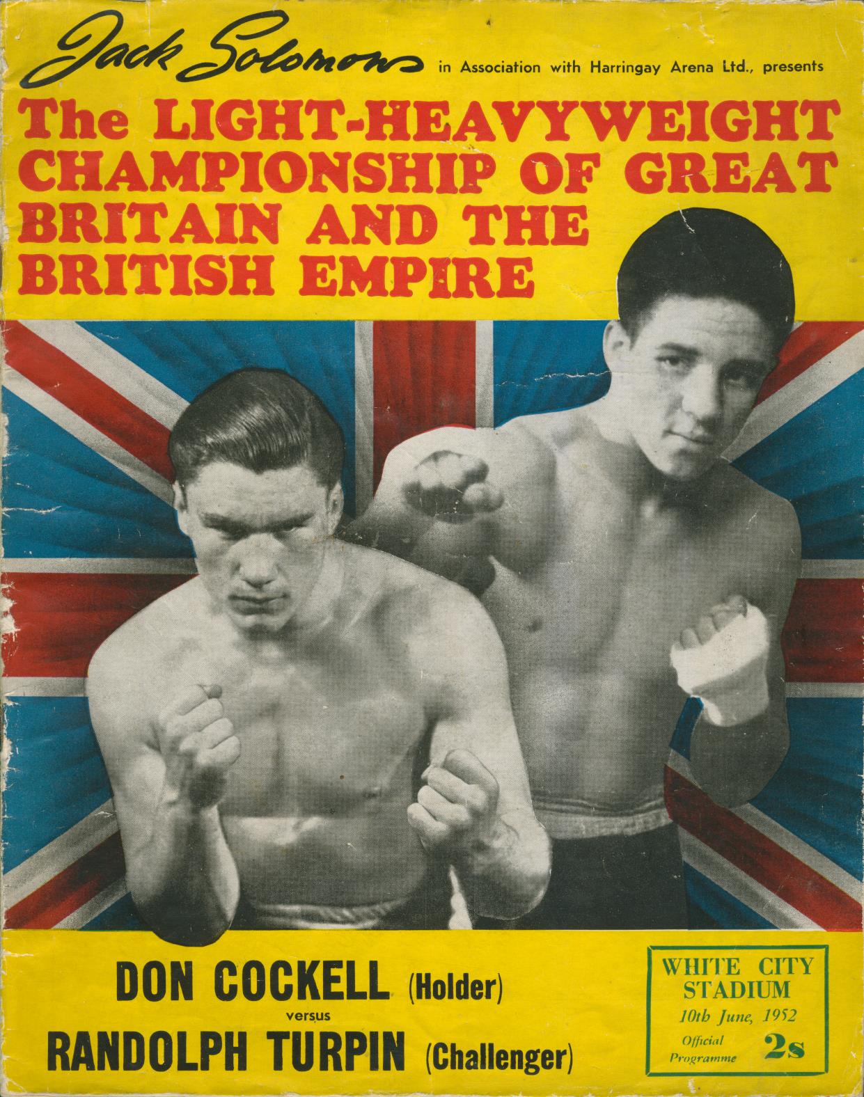 RANDOLPH TURPIN V DON COCKELL 1952 BOXING PROGRAMME - Boxing programmes ...
