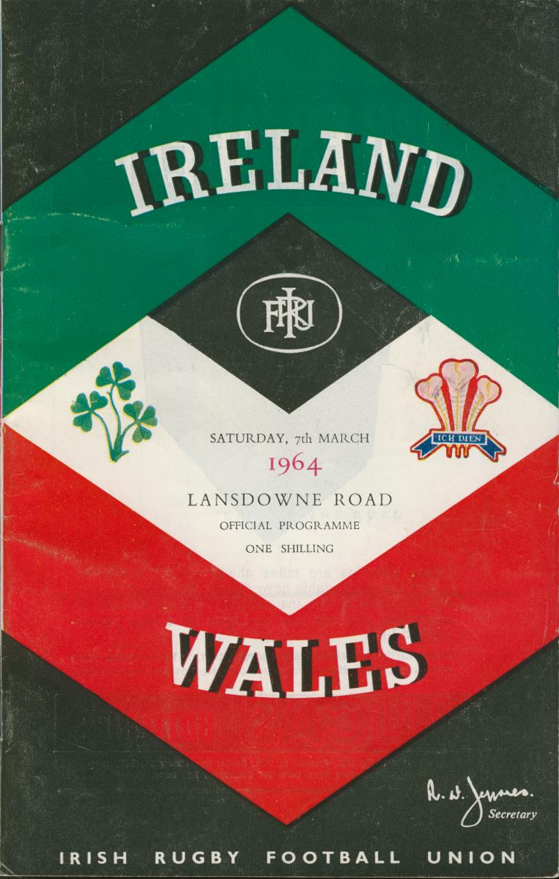 IRELAND V WALES 1964 RUGBY UNION PROGRAMME - Ireland Rugby Union ...