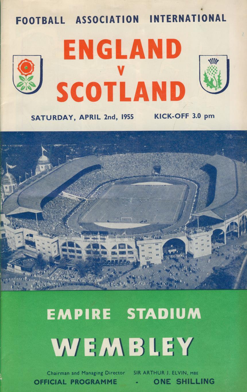 ENGLAND V SCOTLAND 1955 FOOTBALL PROGRAMME (ENGLAND WIN 7-2 ...