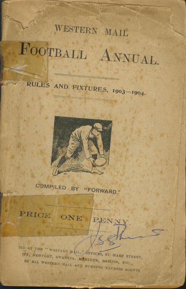 WESTERN MAIL FOOTBALL ANNUAL 1903-1904 - Rugby Annuals: Sportspages.com