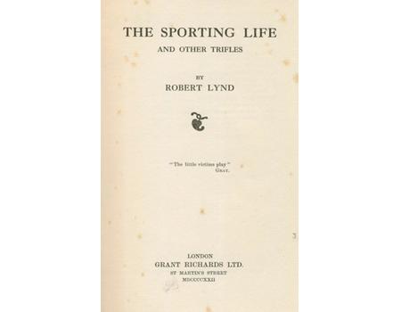 THE SPORTING LIFE - Rare general sports books: Sportspages.com