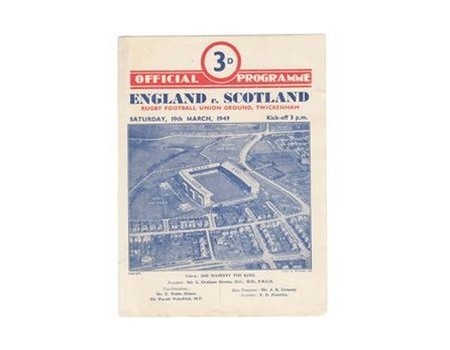 ENGLAND V SCOTLAND 1949 RUGBY PROGRAMME - England Rugby Union ...