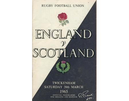 ENGLAND V SCOTLAND 1965 RUGBY PROGRAMME - England Rugby Union ...