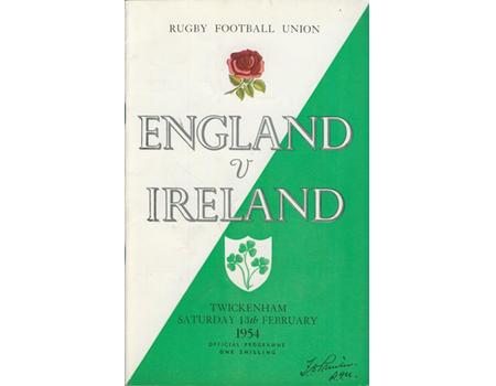 ENGLAND V IRELAND 1954 RUGBY PROGRAMME - England Rugby Union Programmes ...
