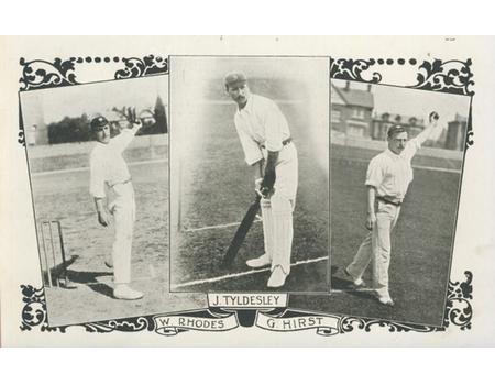 RHODES, TYLDESLEY AND HIRST CRICKET POSTCARD - Postcards of Cricket ...