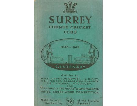 SURREY COUNTY CRICKET CLUB 1845-1945 CENTENARY - Cricket Club & County ...