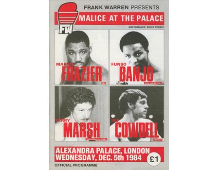 MARVIS FRAZIER V FUNSO BANJO 1984 BOXING PROGRAMME - Boxing programmes ...