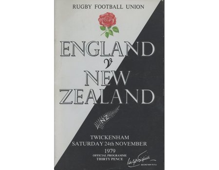 ENGLAND V NEW ZEALAND 1979 RUGBY PROGRAMME - England Rugby Union ...
