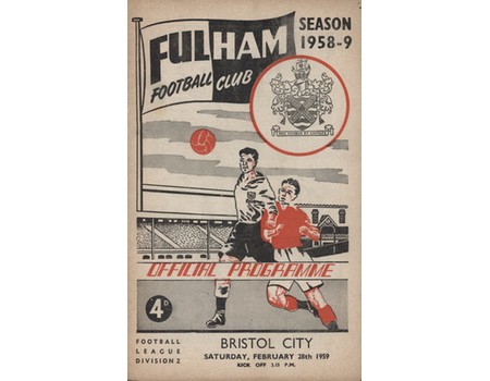 FULHAM V BRISTOL CITY 1958-59 FOOTBALL PROGRAMME - Football Programmes ...