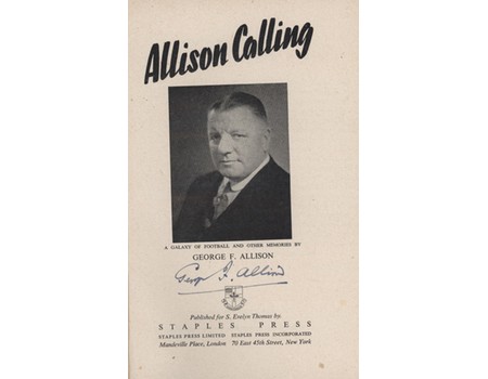 ALLISON CALLING: A GALAXY OF FOOTBALL AND OTHER MEMORIES - Football ...