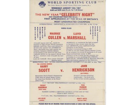 MAURICE CULLEN V LLOYD MARSHALL 1967 BOXING FLYER: Sportspages.com