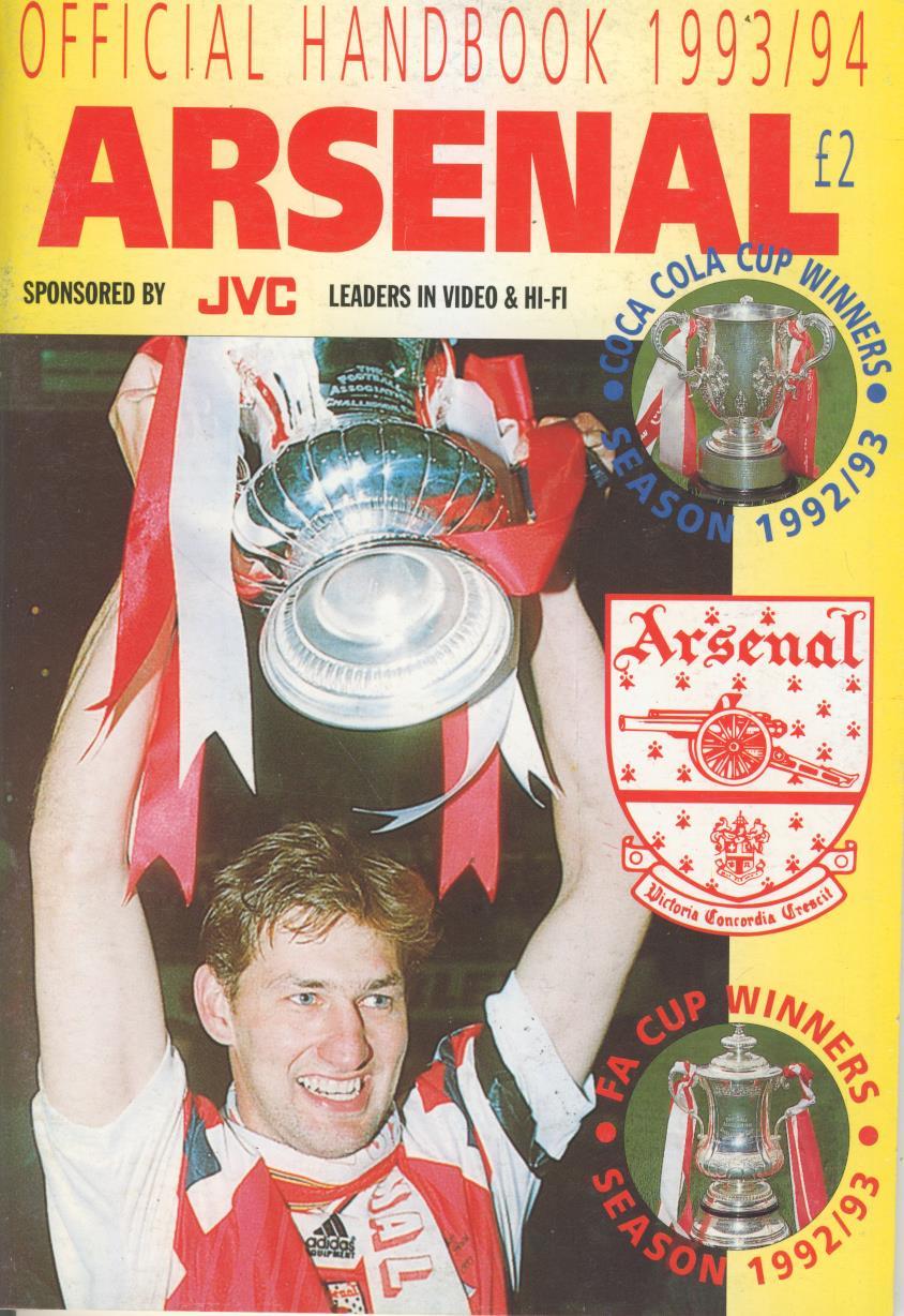 ARSENAL FOOTBALL CLUB OFFICIAL HANDBOOK 1993-94 - Football Club Annuals ...