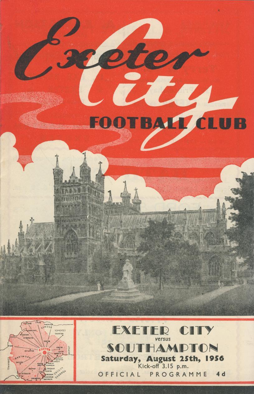EXETER CITY V SOUTHAMPTON 1956-57 FOOTBALL PROGRAMME - Football ...