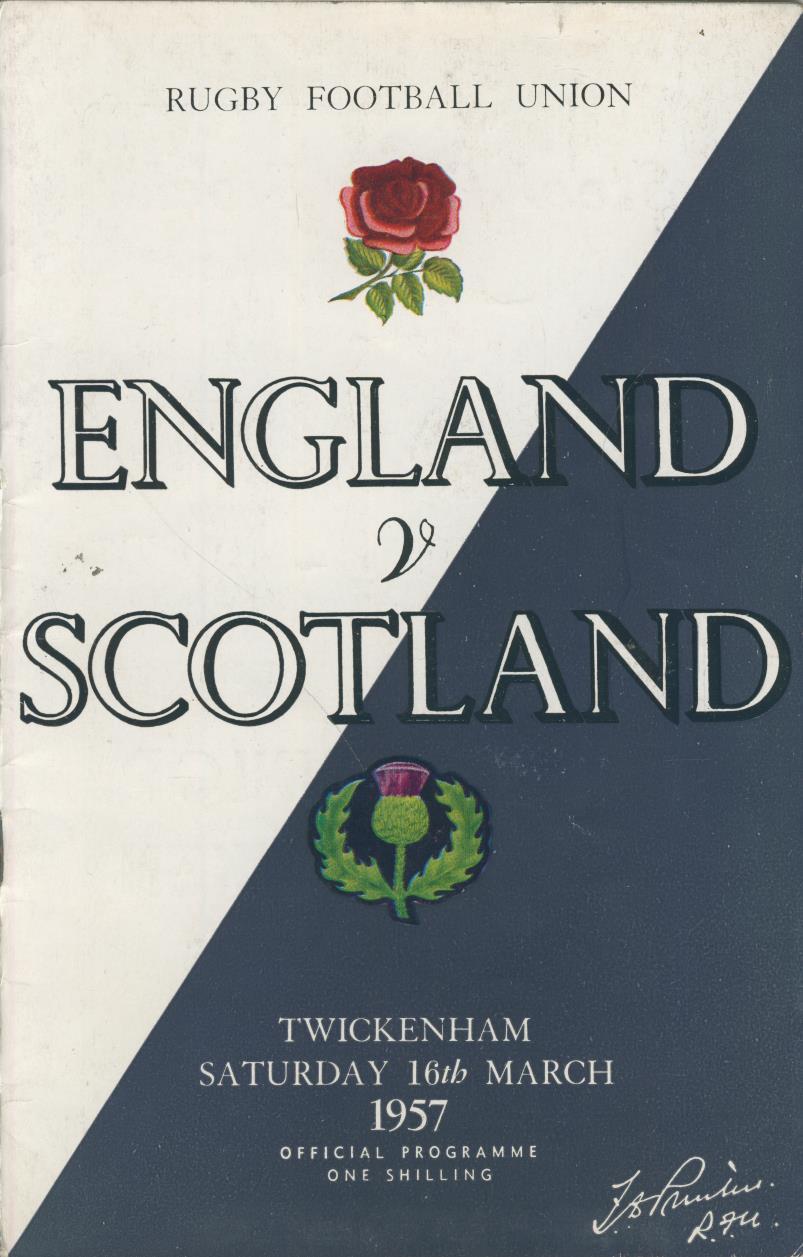 ENGLAND V SCOTLAND 1957 RUGBY PROGRAMME - England Rugby Union ...