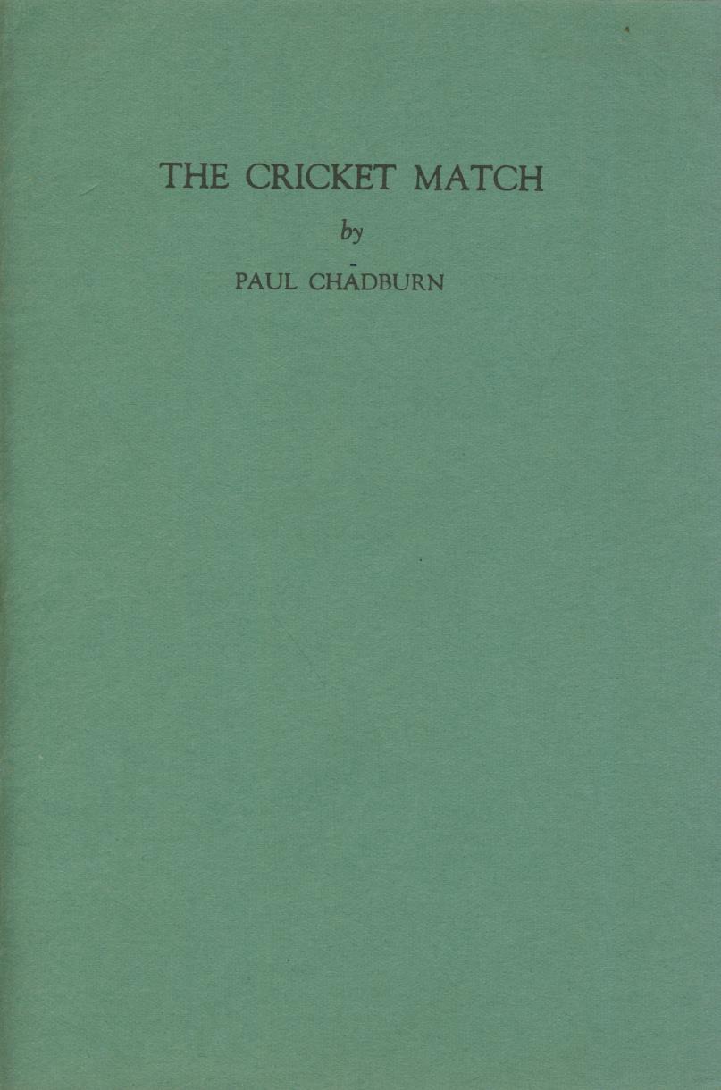 THE CRICKET MATCH - Cricket fiction & poetry books: Sportspages.com