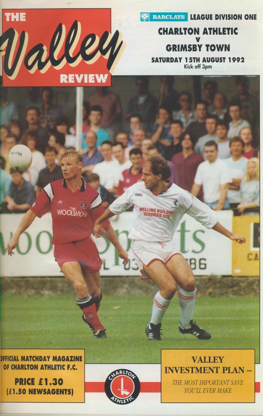 CHARLTON ATHLETIC FOOTBALL CLUB 1992-93 BOUND VOLUME OF HOME PROGRAMMES ...