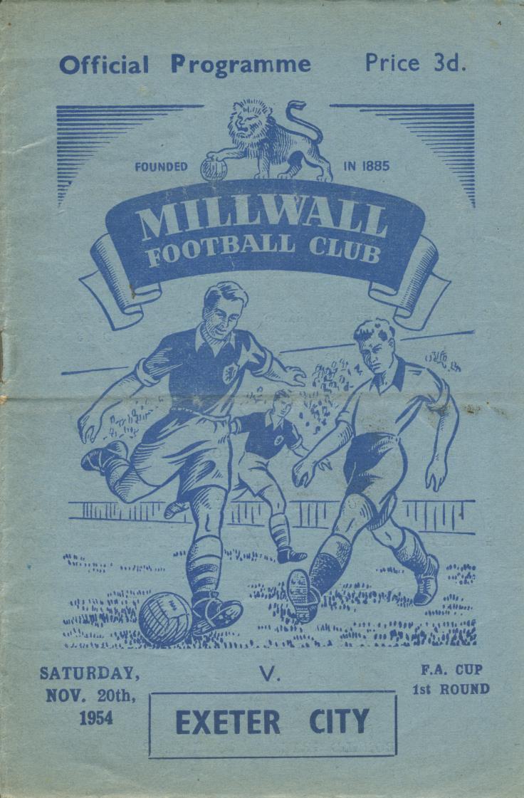 MILLWALL V EXETER CITY 1954-55 FOOTBALL PROGRAMME - Football Programmes ...