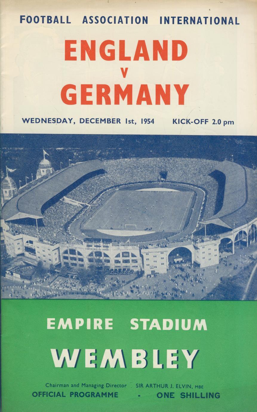ENGLAND V GERMANY 1954 FOOTBALL PROGRAMME - International Football ...