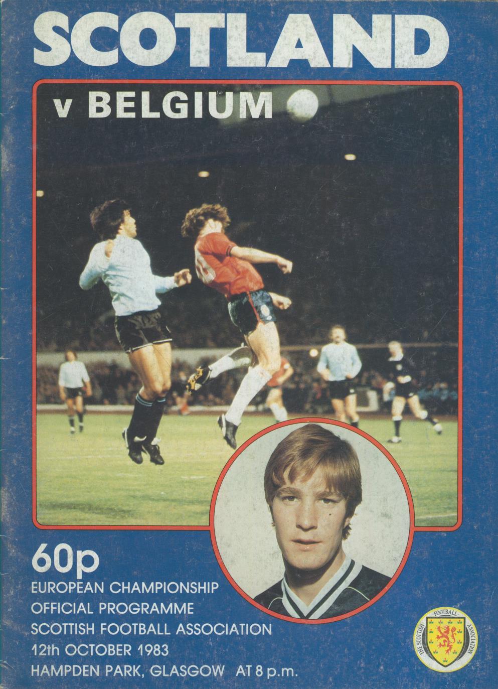 SCOTLAND V BELGIUM 1983 FOOTBALL PROGRAMME - Football Programmes ...