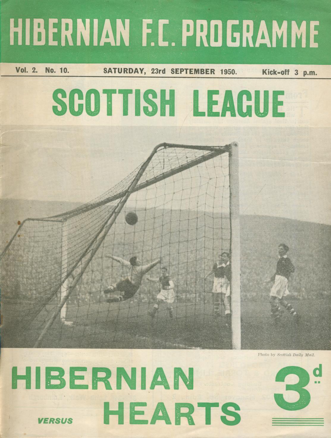 HIBERNIAN V HEARTS 1950-51 FOOTBALL PROGRAMME - Football Programmes ...