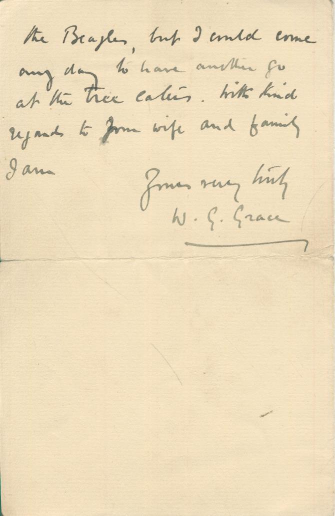 WG GRACE (GLOUCESTERSHIRE & ENGLAND) 1910 HANDWRITTEN LETTER - Cricket ...