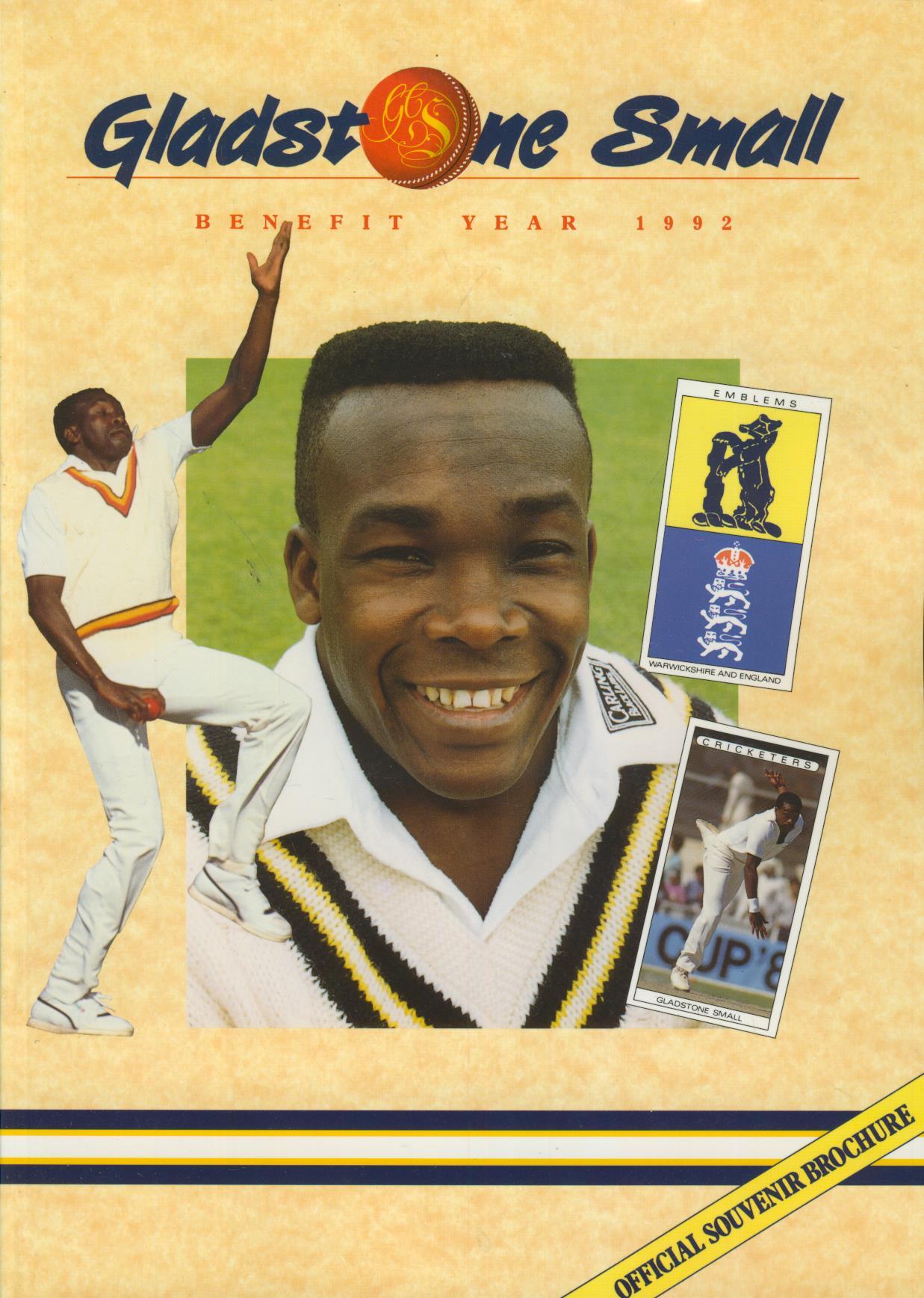 GLADSTONE SMALL (WARWICKSHIRE) 1992 CRICKET BENEFIT BROCHURE - Cricket ...