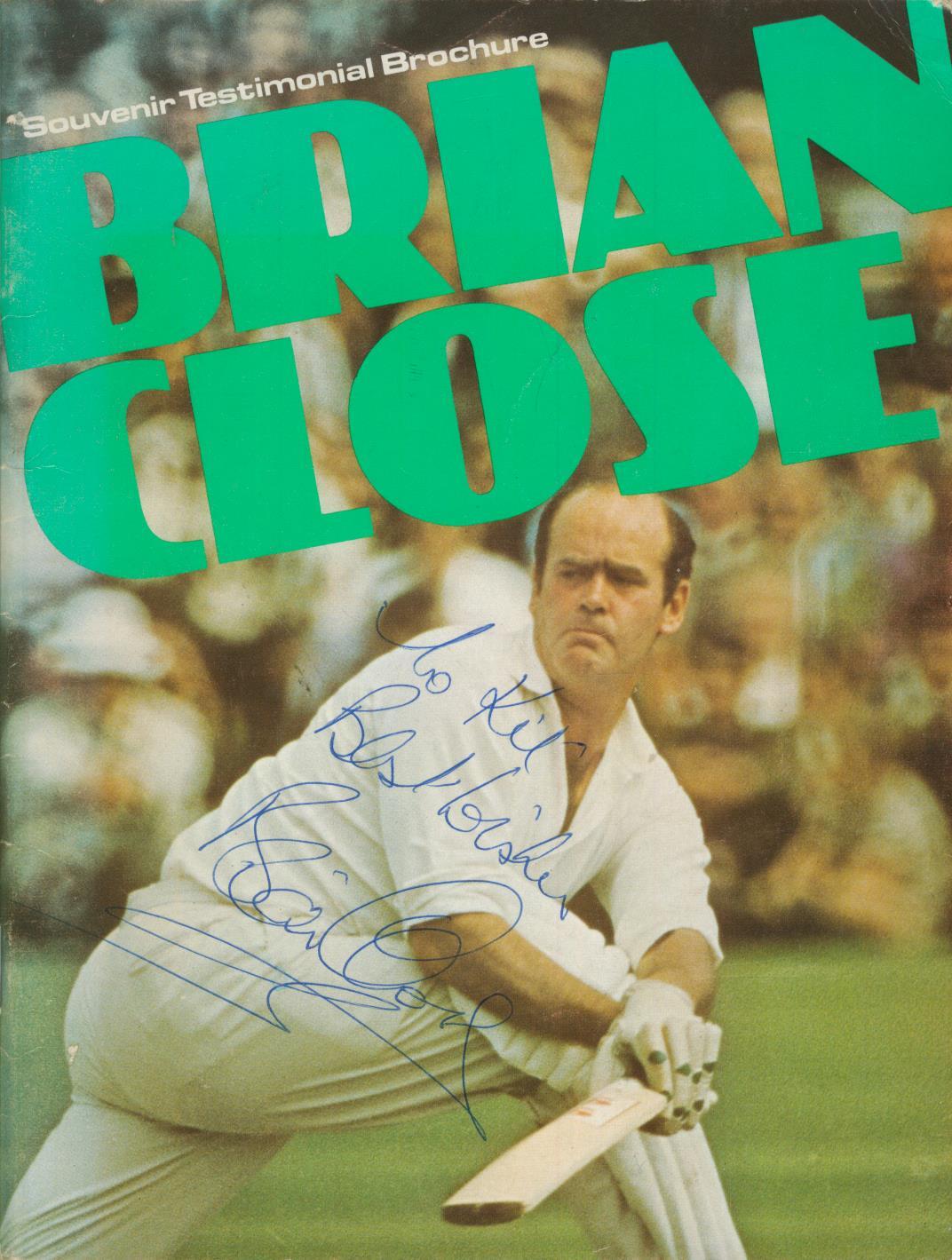 BRIAN CLOSE (YORKSHIRE & SOMERSET) 1976 SIGNED CRICKET BENEFIT BROCHURE ...