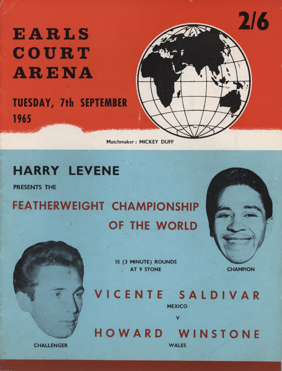 VICENTE SALDIVAR V HOWARD WINSTONE 1965 BOXING PROGRAMME - Boxing ...