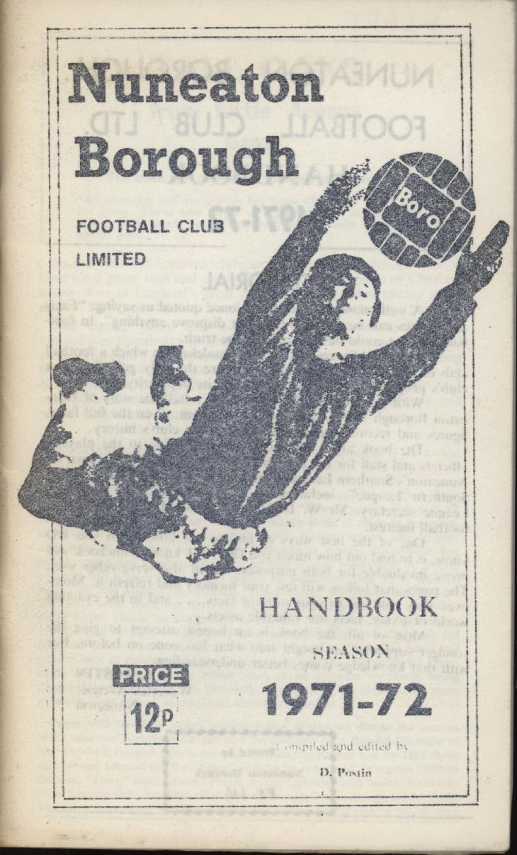 NUNEATON BOROUGH OFFICIAL HANDBOOK 1971-72 - Football Club Annuals ...