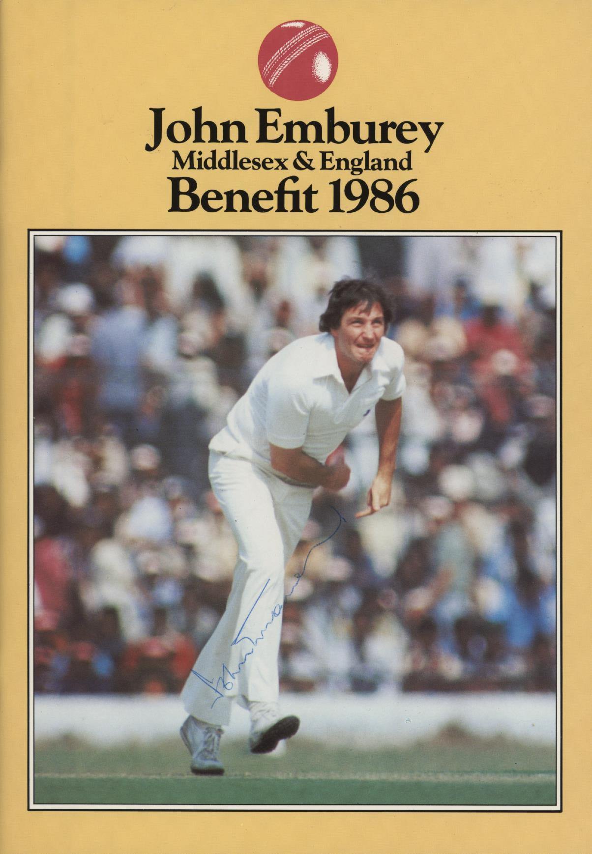 JOHN EMBUREY (MIDDLESEX) 1986 SIGNED CRICKET BENEFIT BROCHURE - Cricket ...