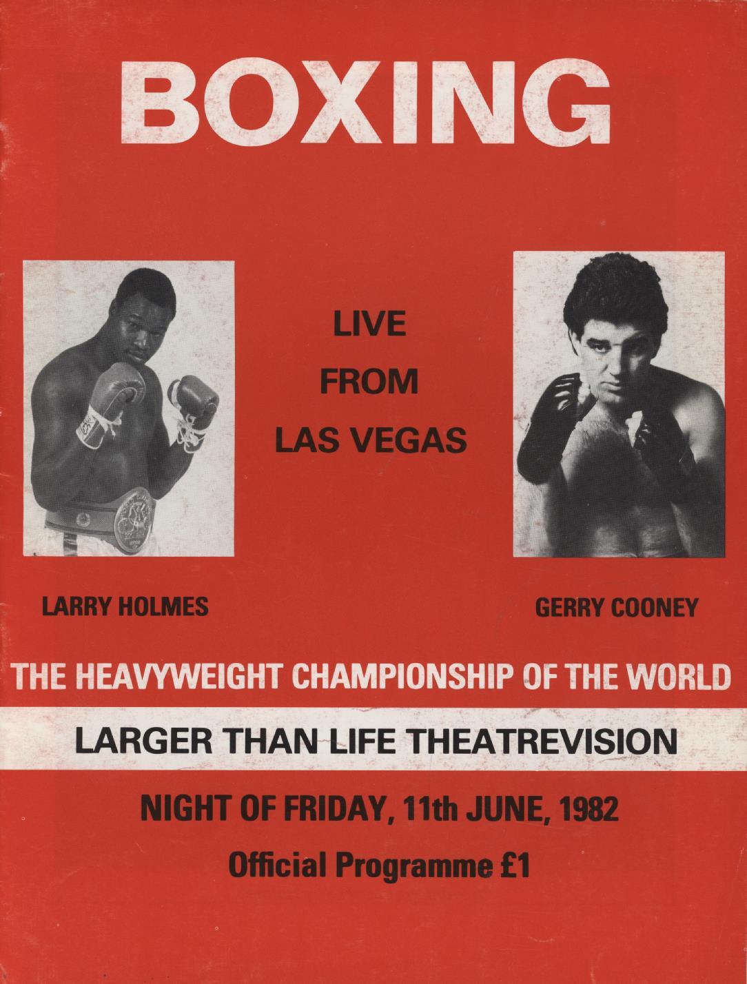 LARRY HOLMES V GERRY COONEY 1982 BOXING PROGRAMME - Boxing programmes ...