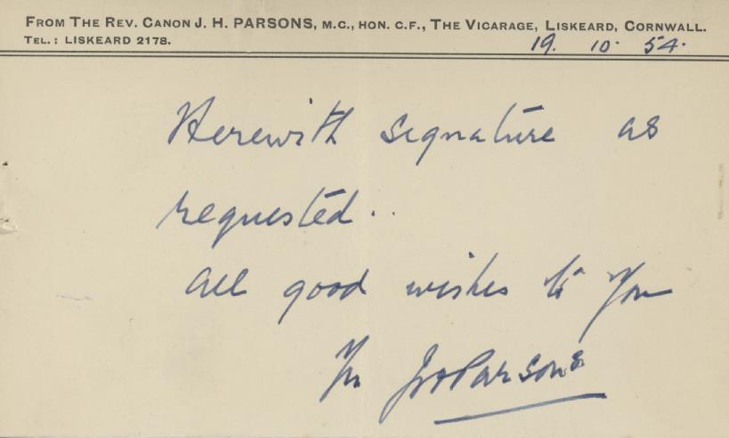 JACK PARSONS (WARWICKSHIRE) CRICKET AUTOGRAPH - Individual Cricket ...