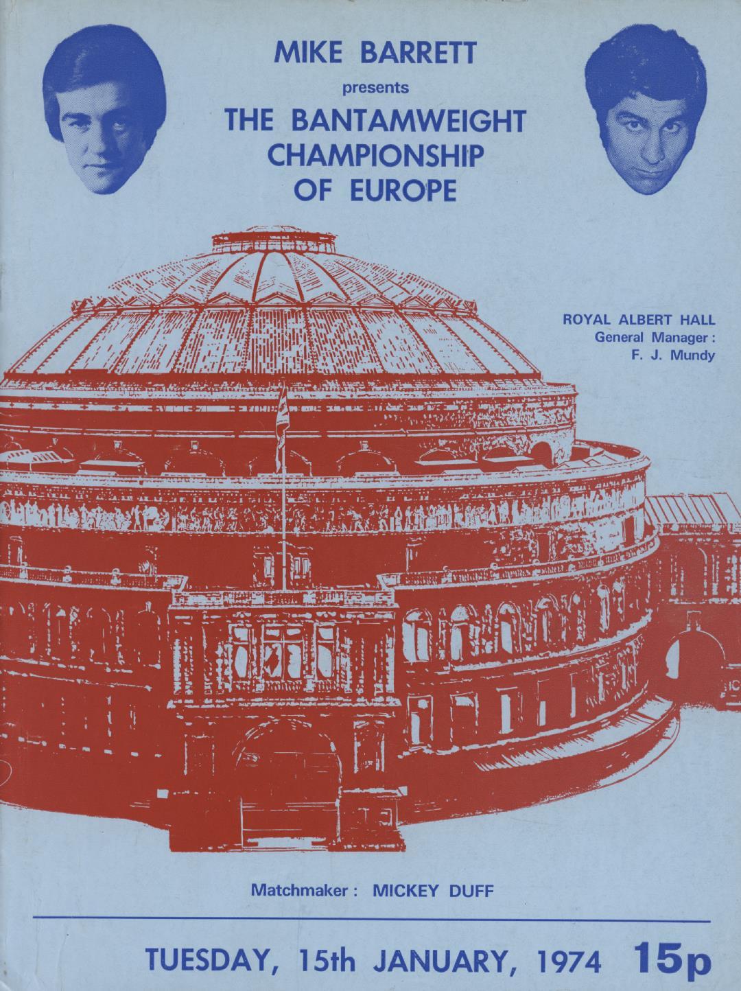 JOHNNY CLARK V SALVATORE FABRIZIO 1974 BOXING PROGRAMME - Boxing ...