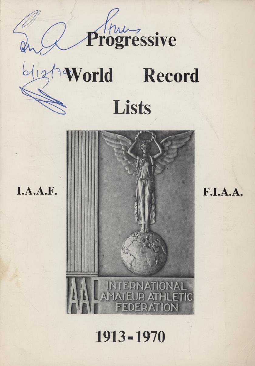 PROGRESSIVE WORLD RECORD LISTS 1913-1970 - General Athletics Books ...