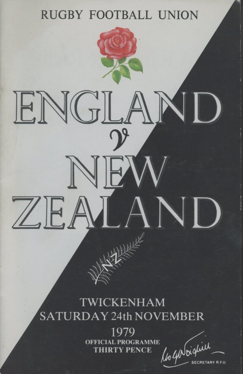 ENGLAND V NEW ZEALAND 1979 RUGBY PROGRAMME - England Rugby Union ...