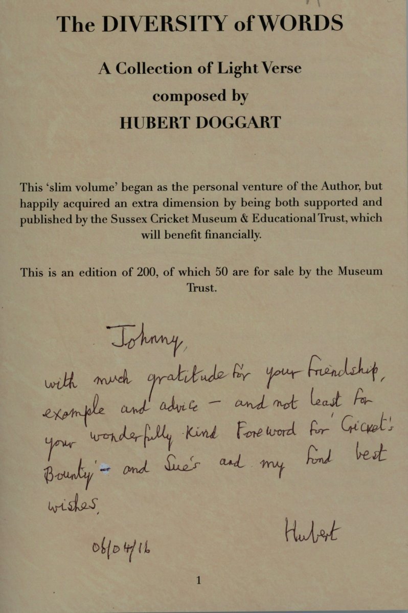 THE DIVERSITY OF WORDS - A COMPILATION OF LIGHT VERSE - Cricket fiction ...