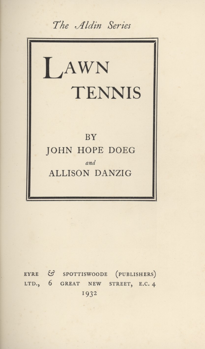 LAWN TENNIS - Tennis Instructional Books: Sportspages.com