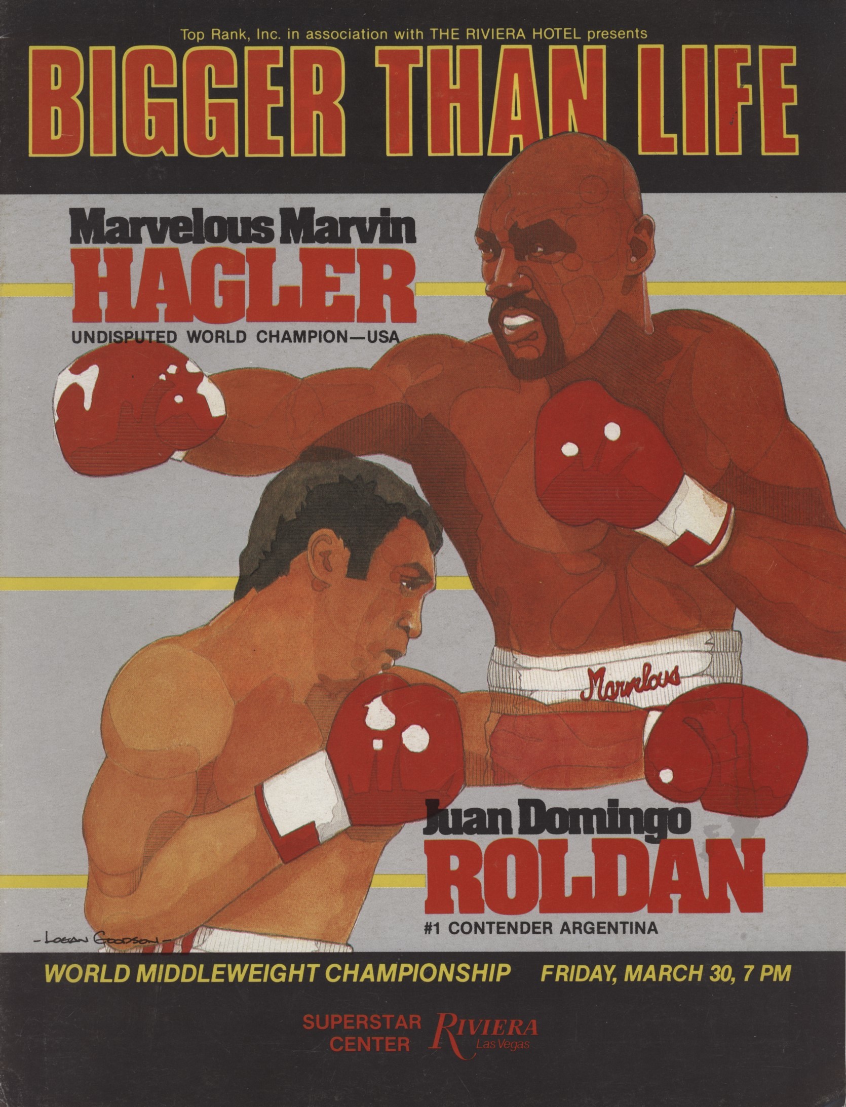 MARVIN HAGLER V JUAN DOMINGO ROLDAN 1984 BOXING PROGRAMME - Boxing ...