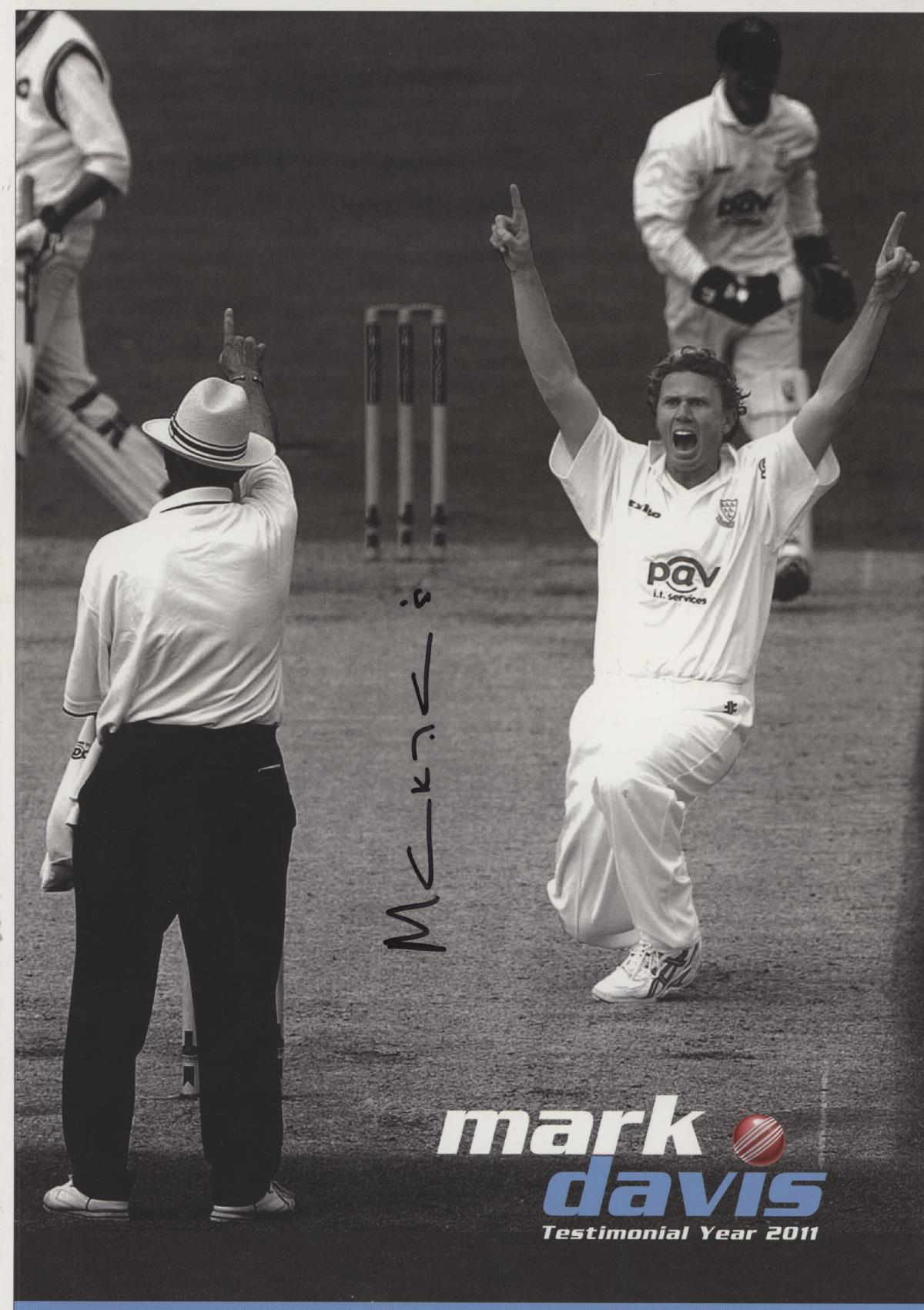 MARK DAVIS (SUSSEX) 2011 SIGNED CRICKET BENEFIT BROCHURE - Cricket ...