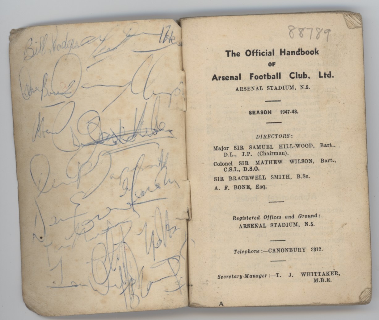 ARSENAL FOOTBALL CLUB OFFICIAL HANDBOOK HISTORY AND FIXTURES 1947-48 ...