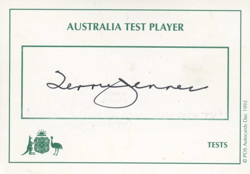 TERRY JENNER (AUSTRALIA) CRICKET AUTOGRAPH - Individual Cricket ...