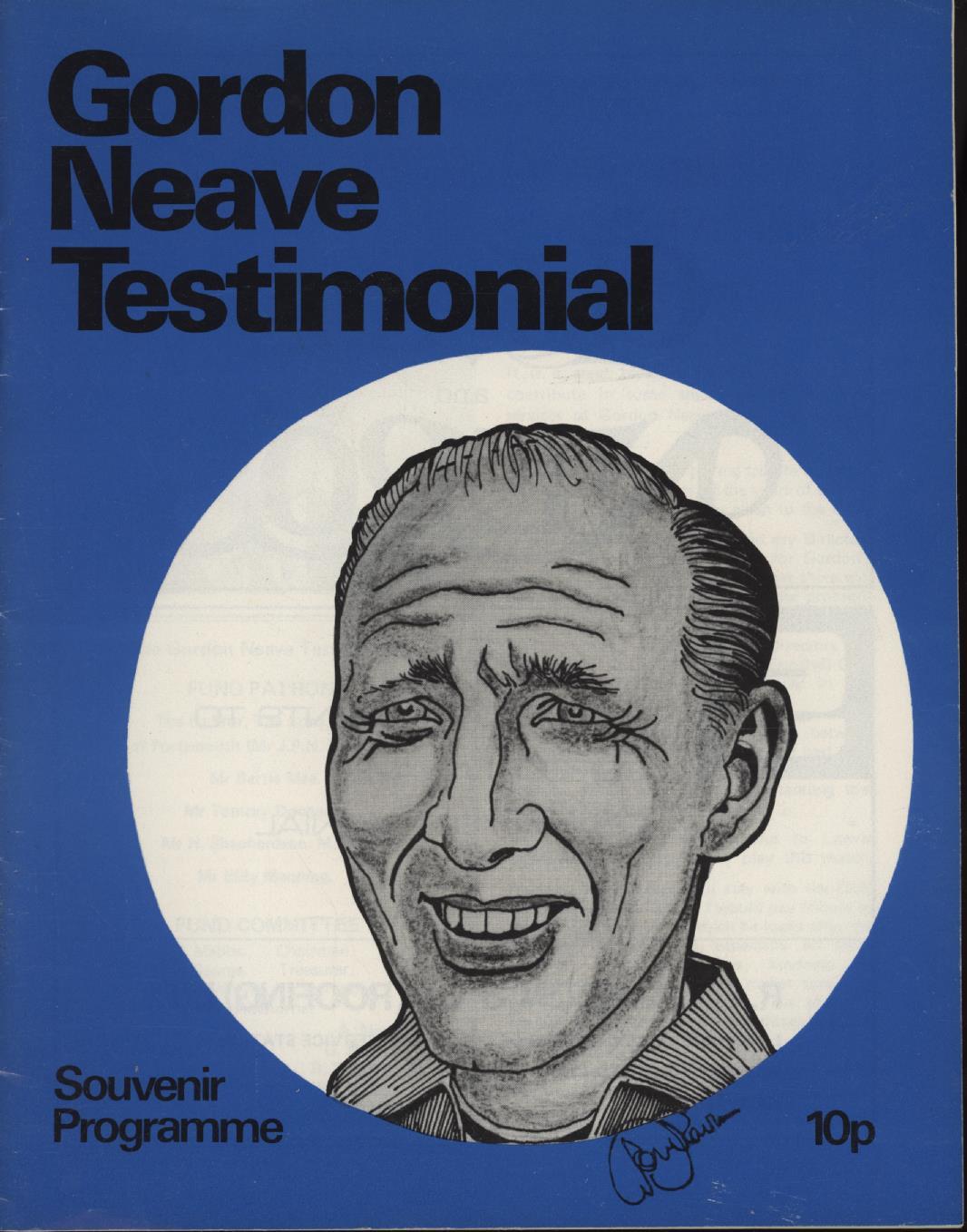 GORDON NEAVE TESTIMONIAL - SOUVENIR PROGRAMME - Football Biographies ...